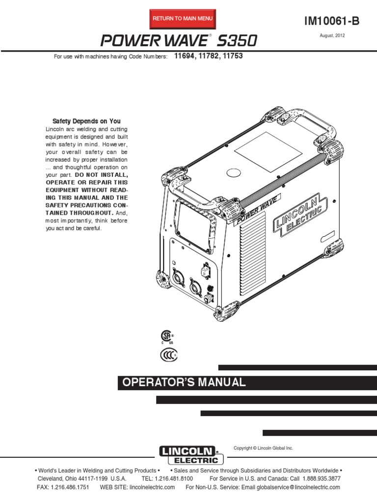 Manual Del Operador - Power Wave S350 | PDF | Welding | Construction