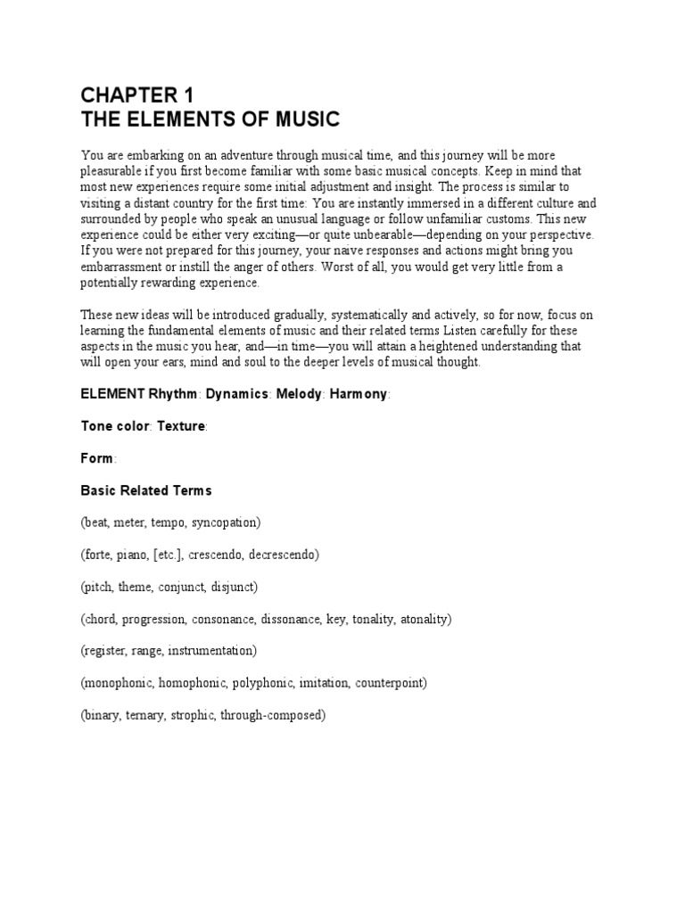 Chap 1 Elements of Music | PDF | Harmony | Tempo