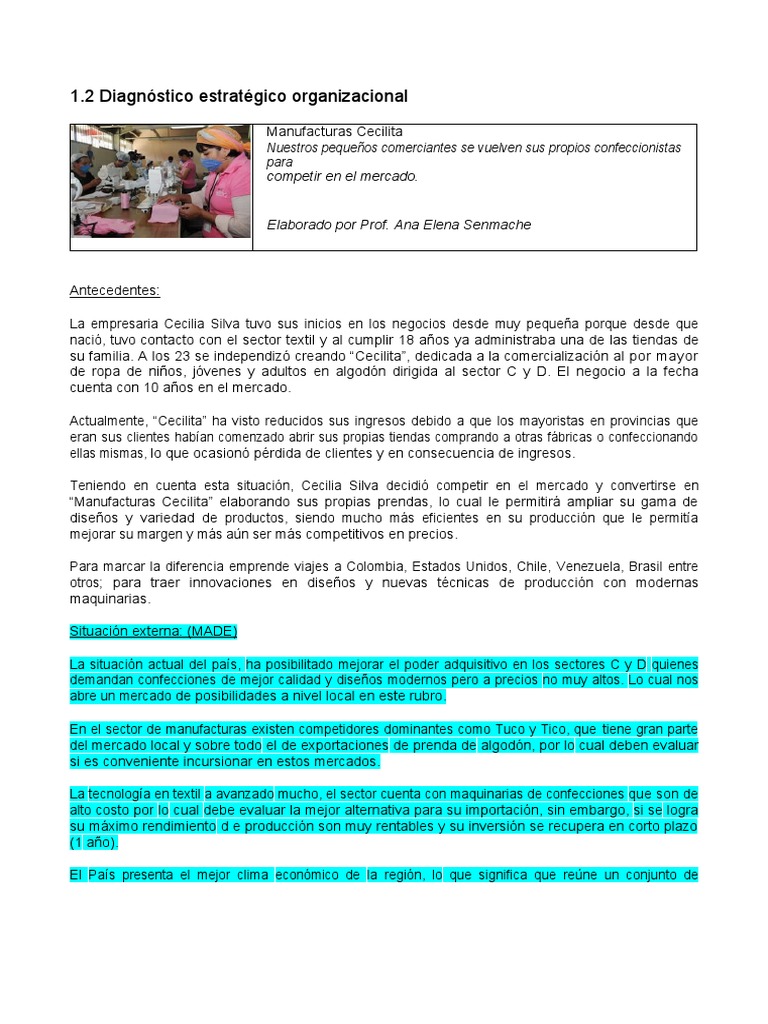 Caso Manufactura Cecilita - Sem 3 | PDF | Empresas | Gestión de recursos humanos