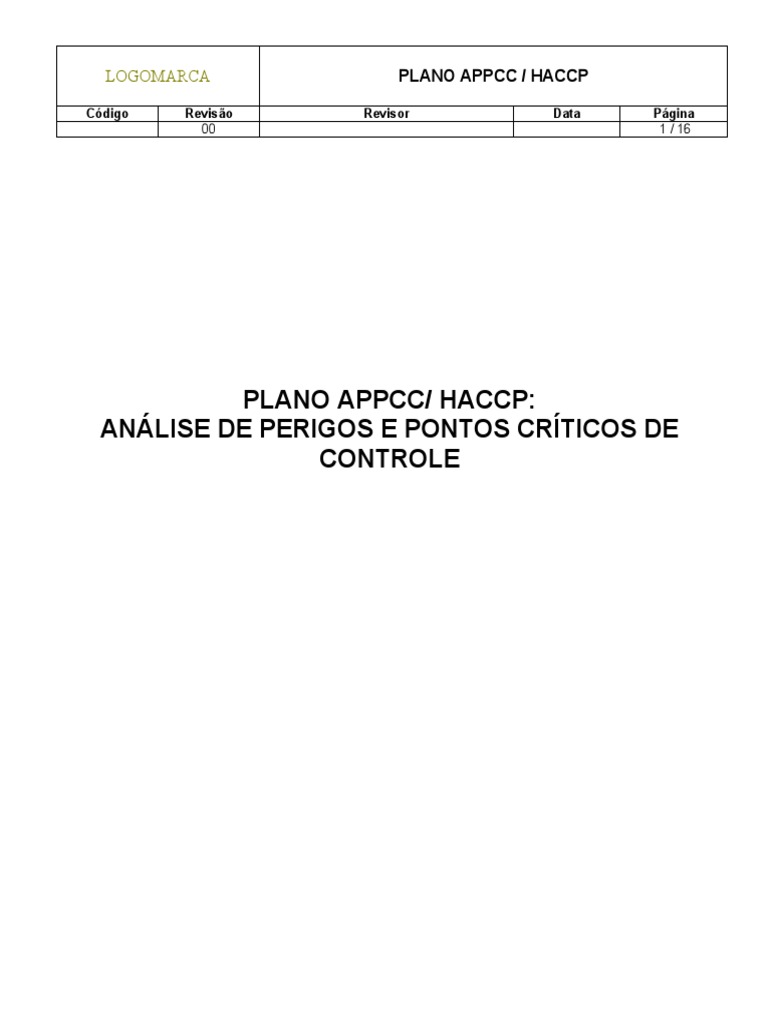 Plano APPCC - MODELO | PDF | Análise de perigos e pontos críticos de ...
