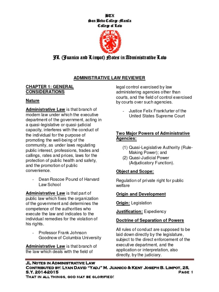 Administrative Law Notes | PDF | Administrative Law | Jurisdiction