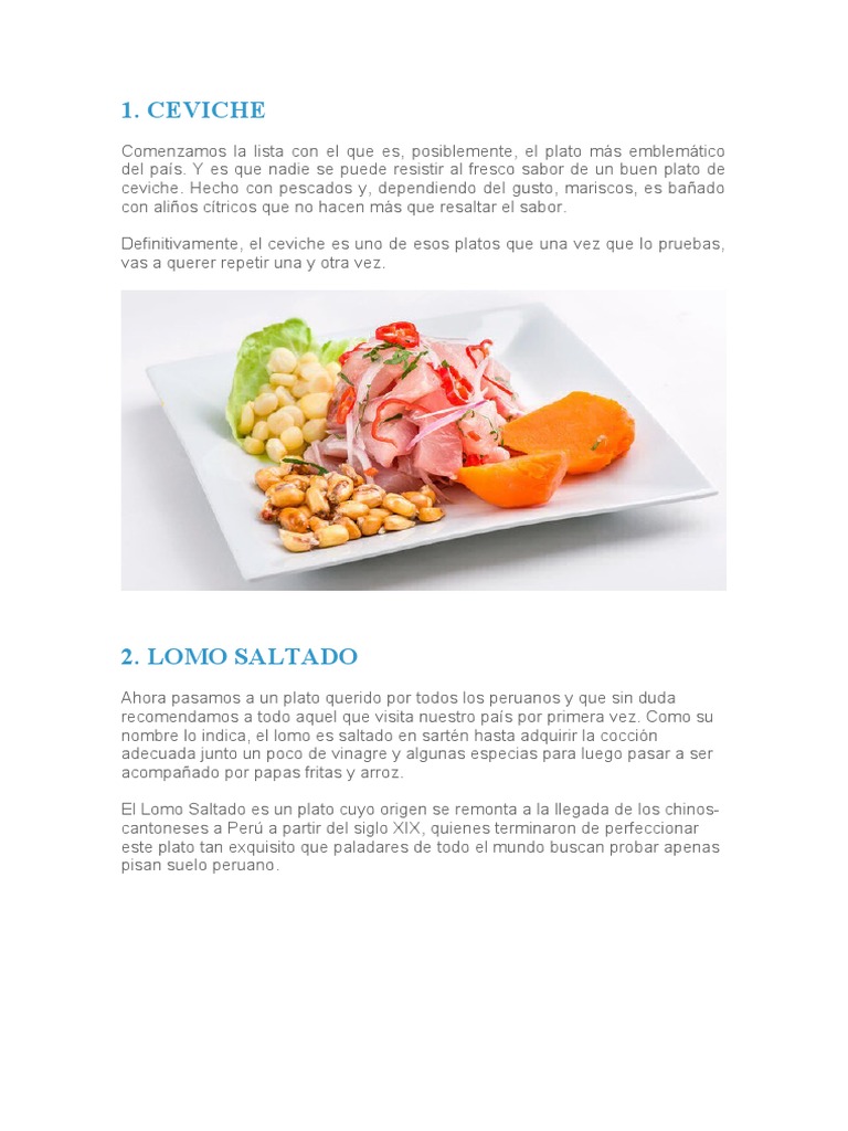 Platos | PDF | Cocina latinoamericana | Cocina de las Americas