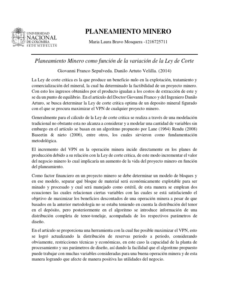 Planeamiento Minero | PDF | Minería | Planificación