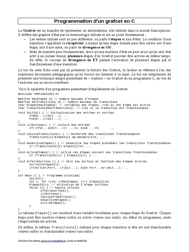 35 Programmation Grafcet msp430 | PDF | Structure de contrôle | Programme informatique