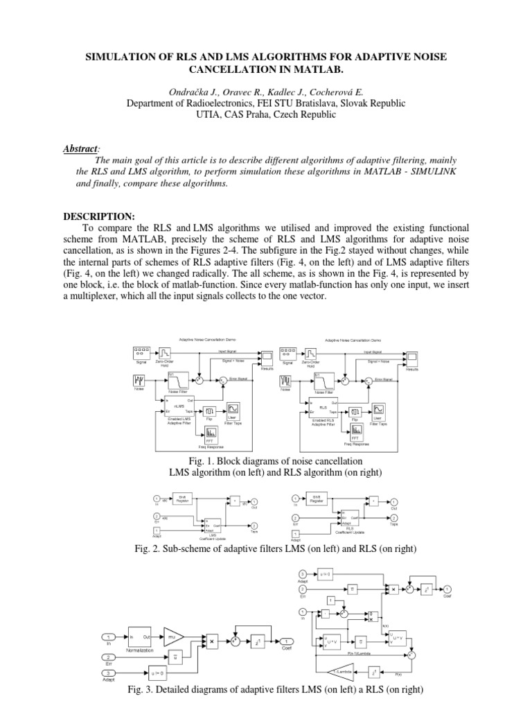 Rls Lms Noise Matlab Algorithms Filter Signal Processing Signal Processing 