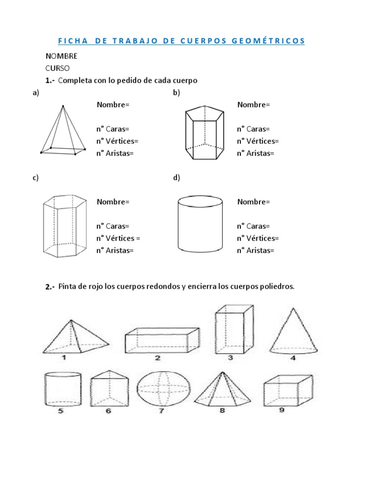3° Ficha de Cuerpos Geométricos | PDF