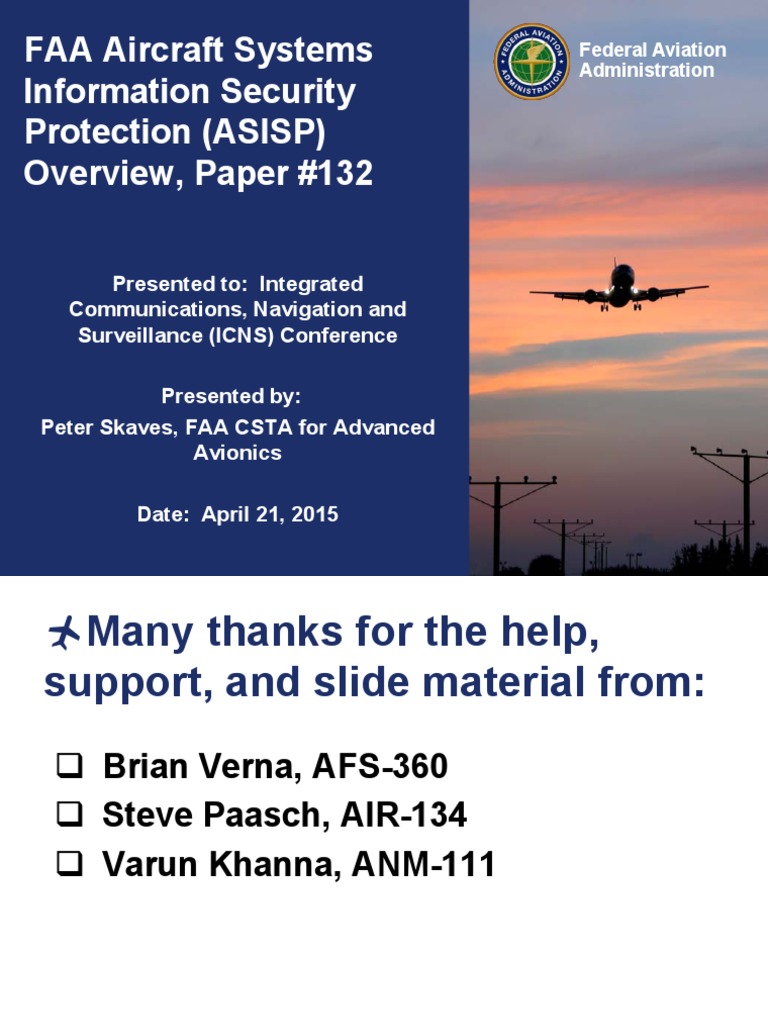 FAA Aircraft Systems Information Security Protection (ASISP) Overview ...