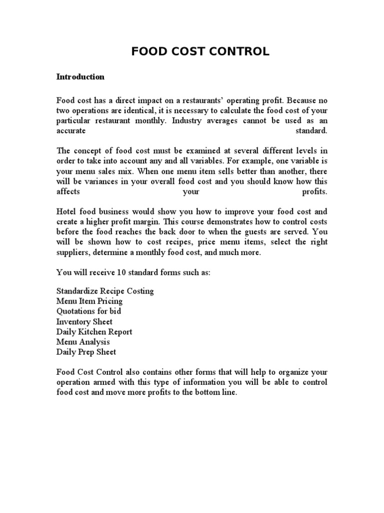 Mastering Food Cost Control Through Standardized Systems and Procedures ...