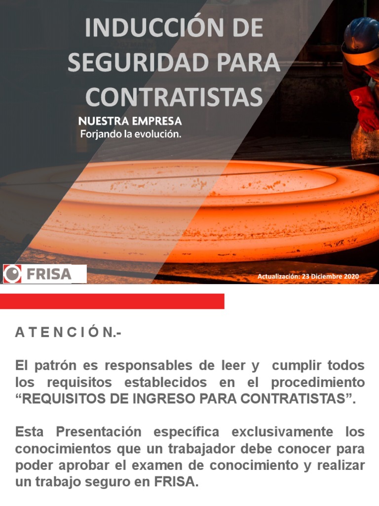 2021 Frisa Induccion de Seguridad para Contratistas | PDF | Electricidad | Residuos