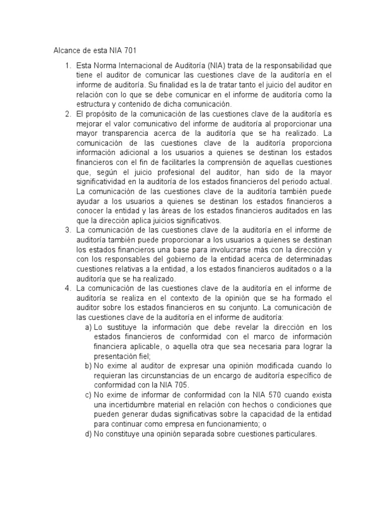 Nia 701 | Descargar gratis PDF | Auditoría | Contralor