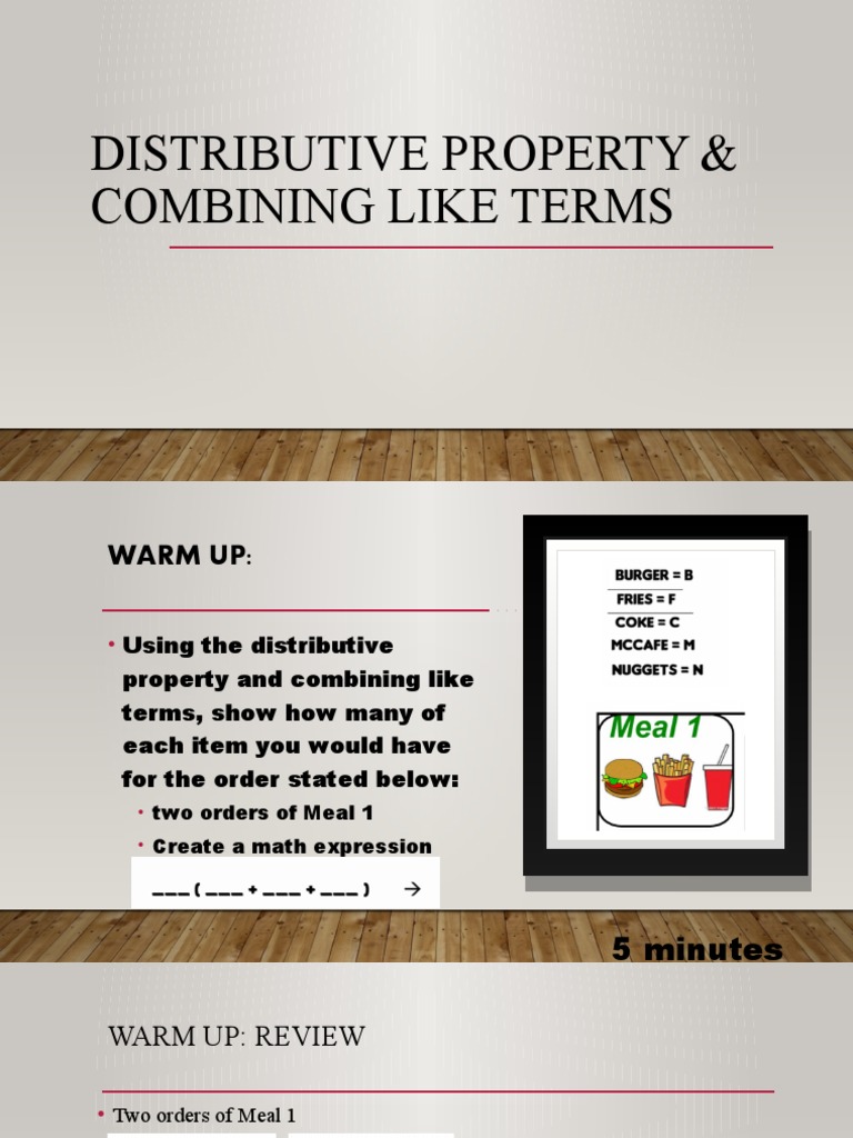Distributive Property and Combining Like Terms | PDF | Eating Behaviors ...