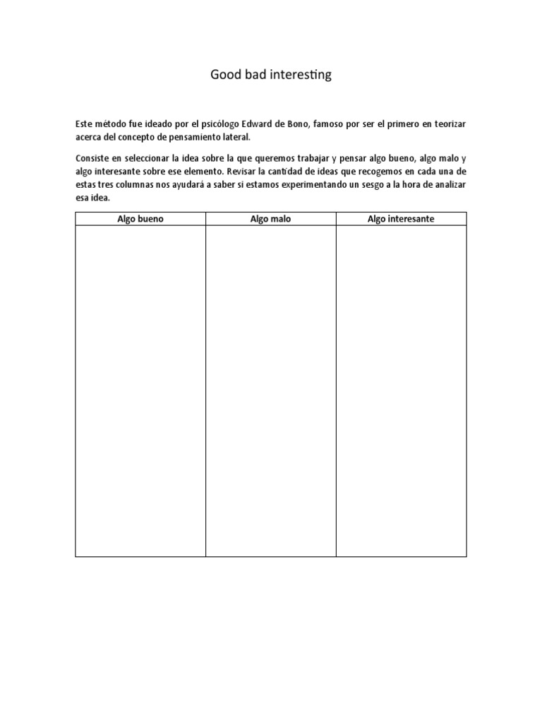 Ejercicios Good Bad Interesting | PDF Ejercicios Good Bad Interesting | PDF