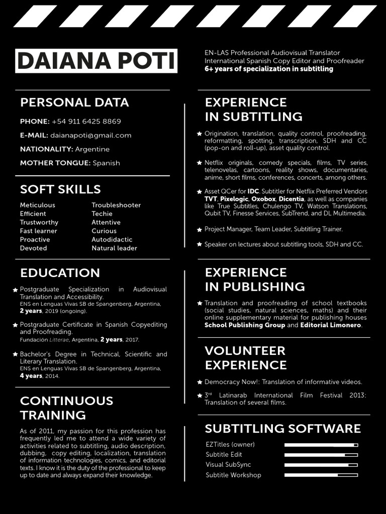 Poti Daiana - CV en-LAS Translator | PDF | Copy Editing | Human ...