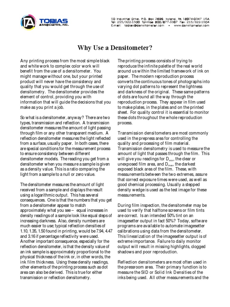Why Use A Densitometer | PDF | Communication Design | Graphic Design