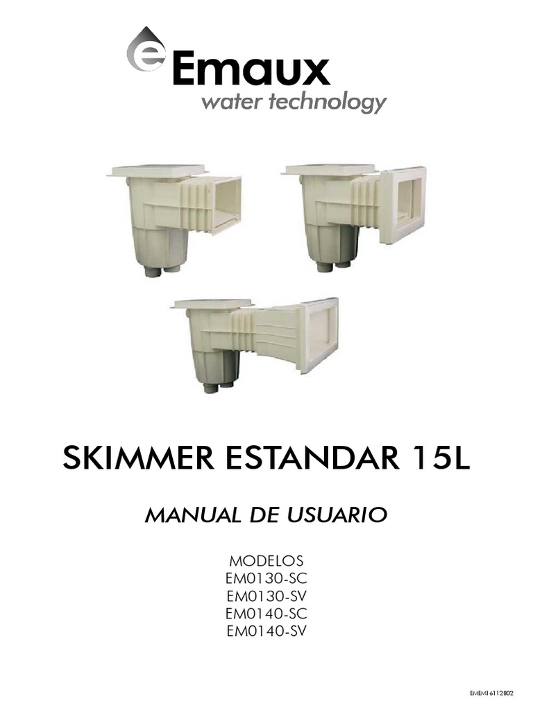 Manual de Usuario Skimmer Estándar 15L | PDF | Piscina | Tornillo
