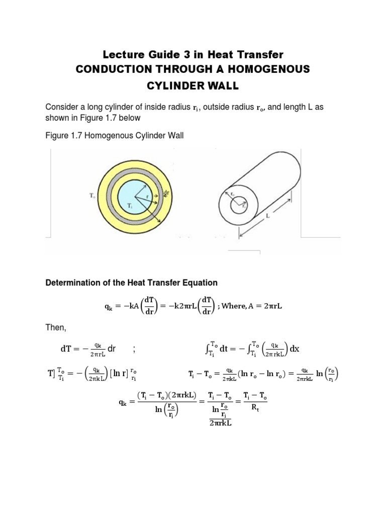 Heat Transfer in Cylindrical Walls | PDF | Heat Transfer | Thermal ...