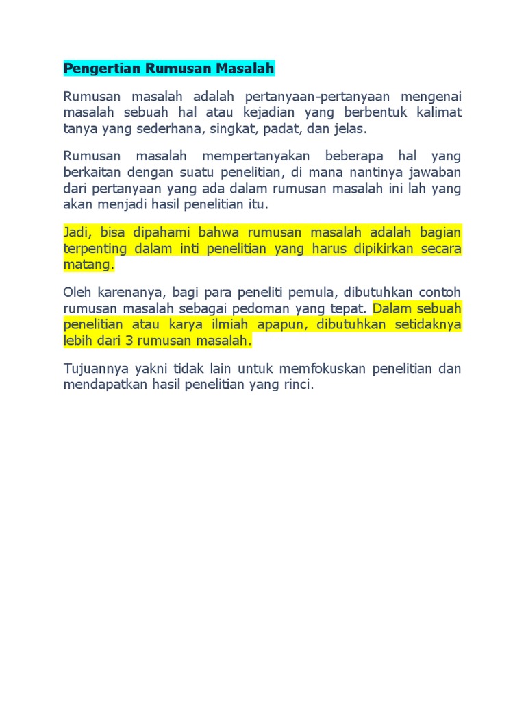 Panduan Penulisan Rumusan Masalah | PDF