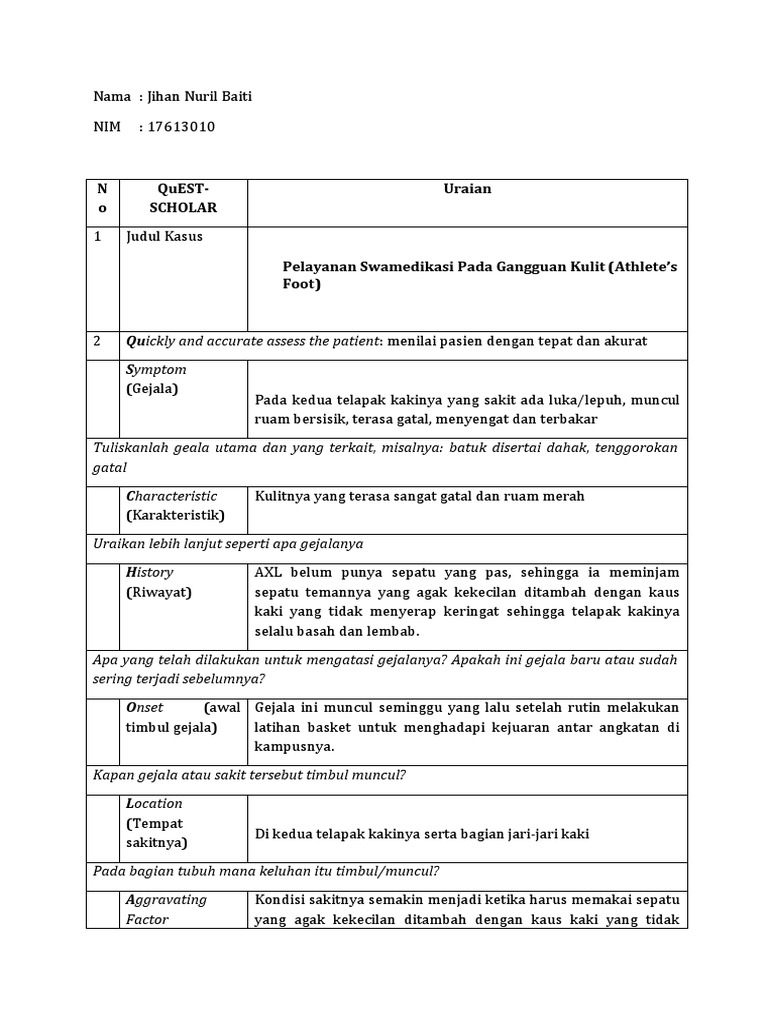 Jihan Nuril Baiti - 17613010 - Tugas Studi Kasus Swamedikasi Athlete's ...