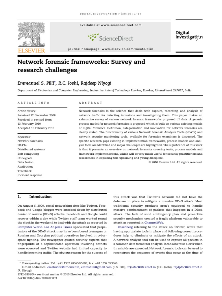 Network Forensic Frameworks - Survey and Research Challenges | PDF ...