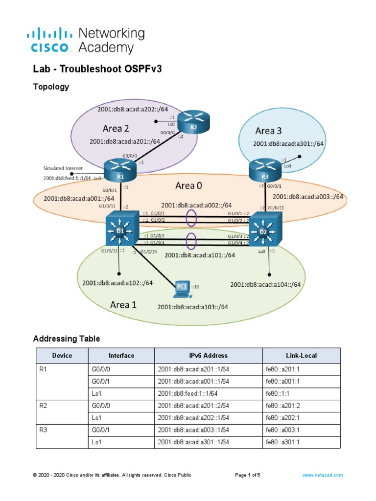 10.1.2 Lab - Troubleshoot OSPFv3 | PDF | Network Protocols | Internet Standards