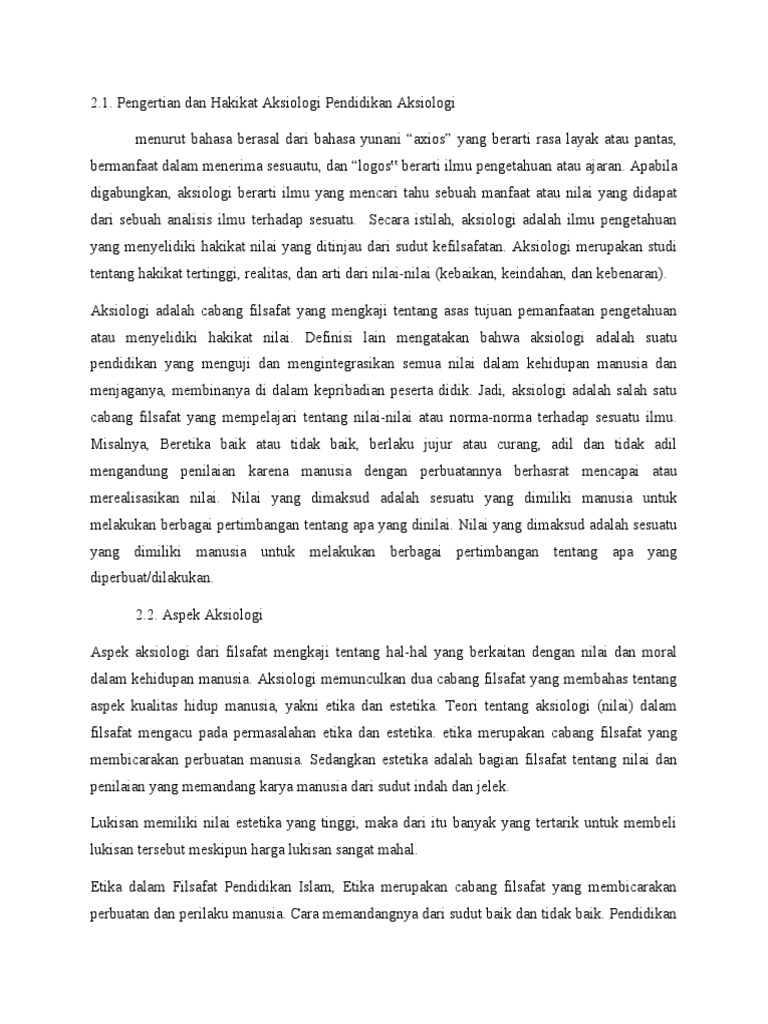 Aksiologi Pendidikan: Nilai, Etika, Estetika | PDF | Ilmu Sosial | Filsafat