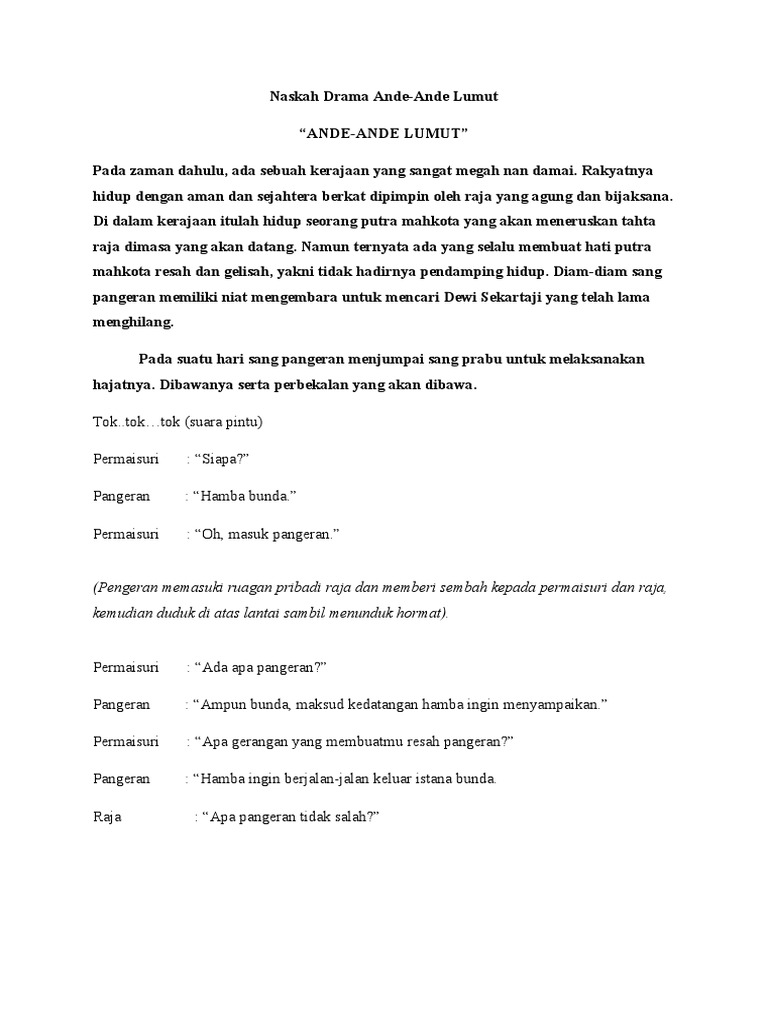Naskah Drama Ande-Ande Lumut | PDF
