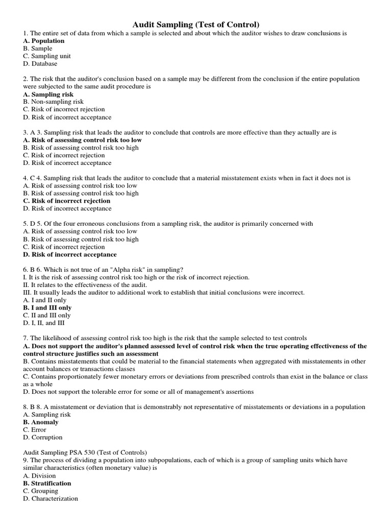 Auditing Control Risk and Sampling Methods | PDF | Sampling (Statistics ...