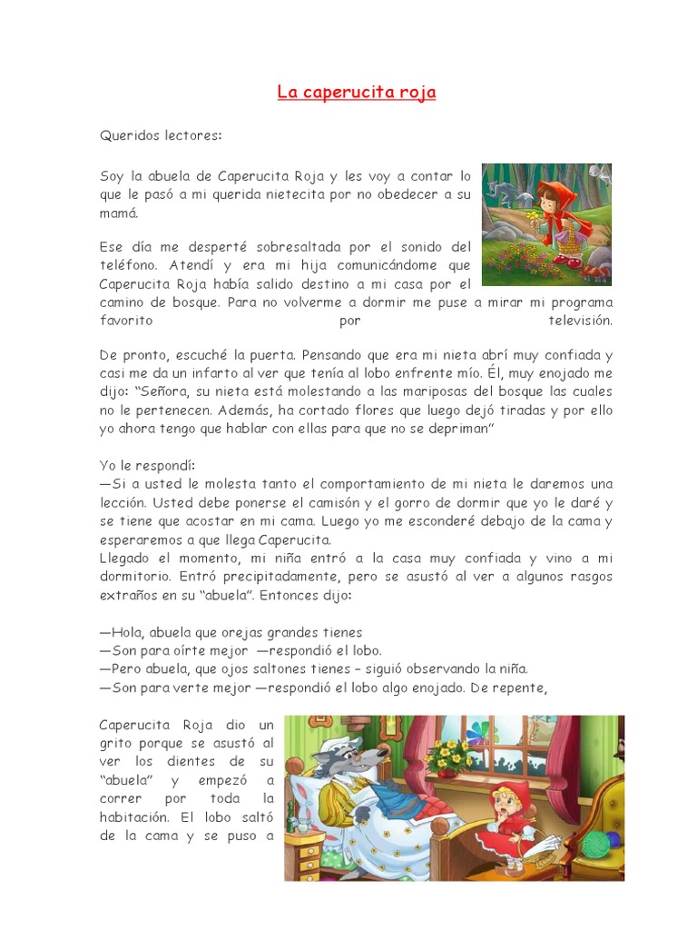 La Caperucita Roja - Narrador Testigo | PDF