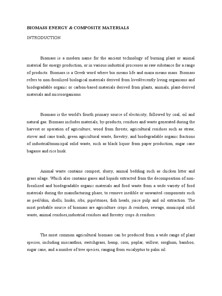 Biomass Energy - Introduction | PDF | Biomass | Renewable Fuels