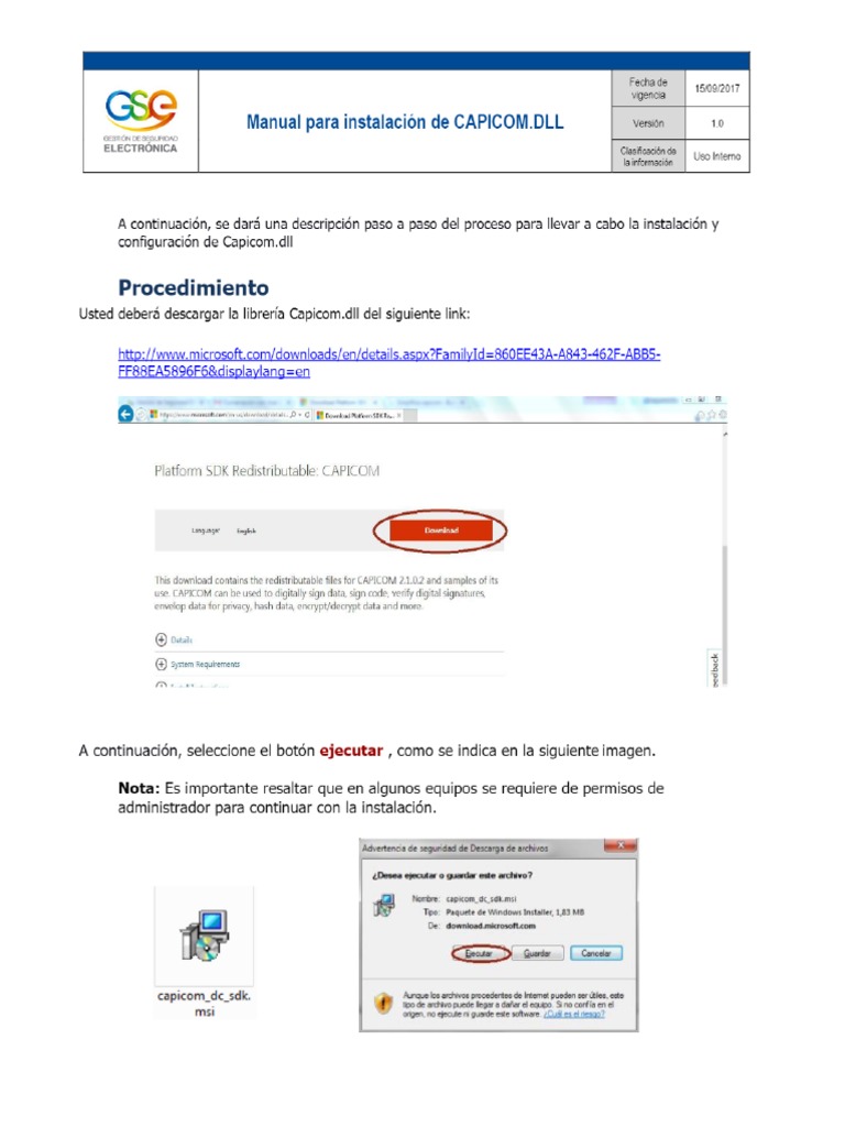 Manual para Instalación de CAPICOM - DLL | PDF