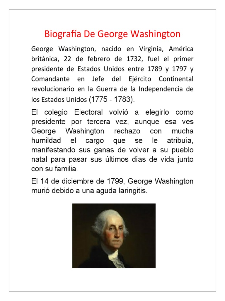 Biografía de George Washington | PDF | Política | Viajes y turismo