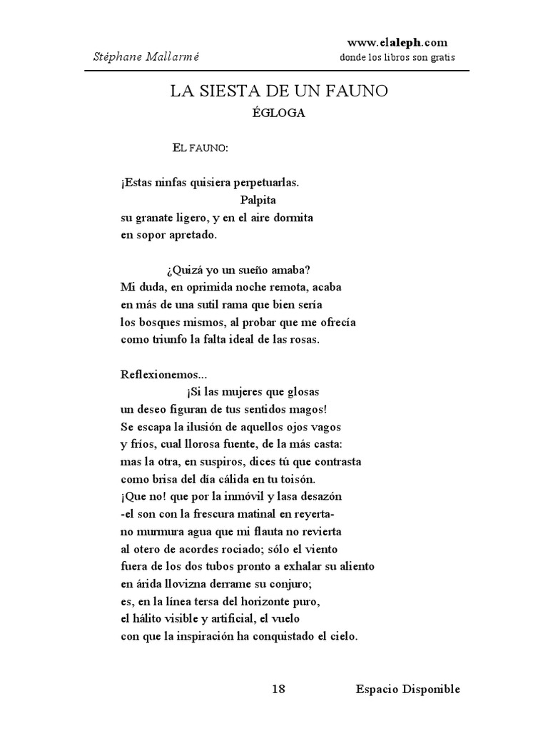 Mallarmé - La Siesta de Un Fauno (Dos Versiones) | PDF | Naturaleza