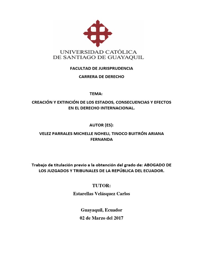 T Ucsg Pre Jur Der 142 | PDF | Estado (política) | Ley internacional