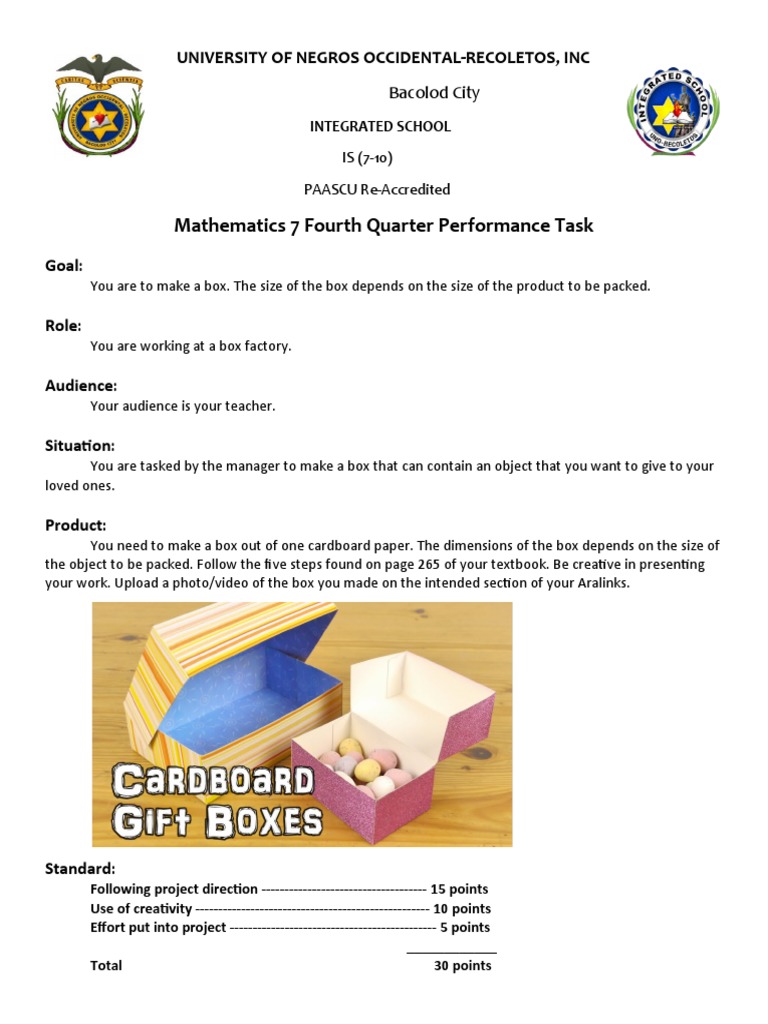 Math 7 4th Quarter Performance Task | PDF
