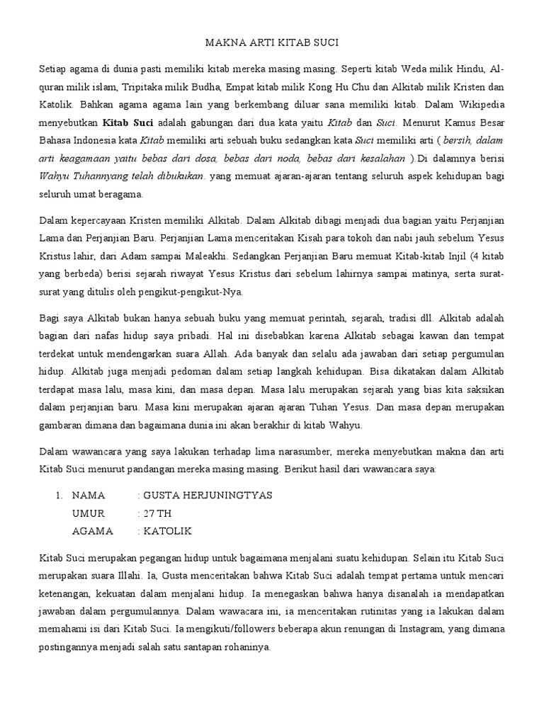 Arti dan Makna Kitab Suci dalam Agama | PDF | Ilmu Sosial