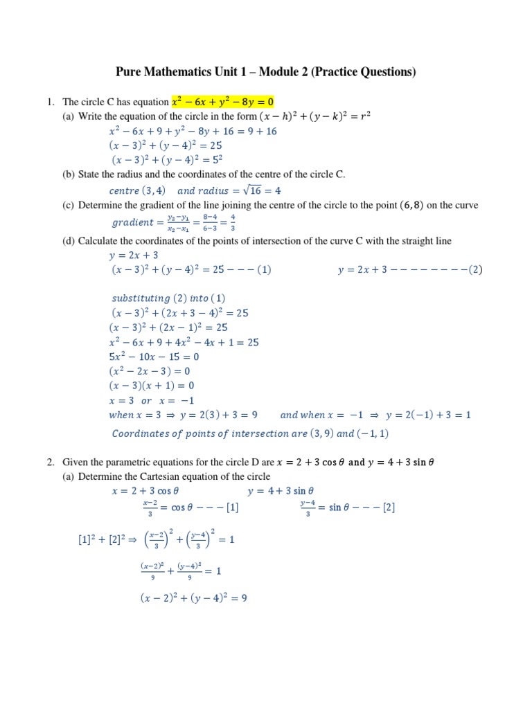(Practice) Unit 1 Module 2 Sba Test 2019-20 (Solutions) | PDF | Sine ...