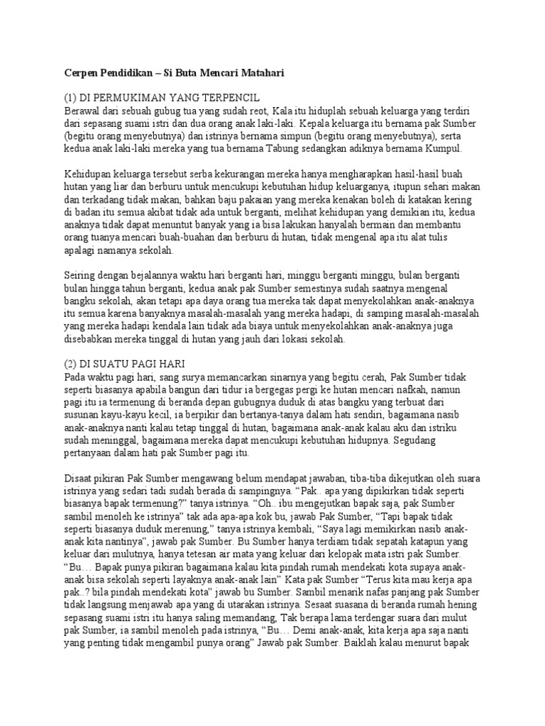 Cerpen Pendidikan | PDF | Seni & Disiplin Bahasa