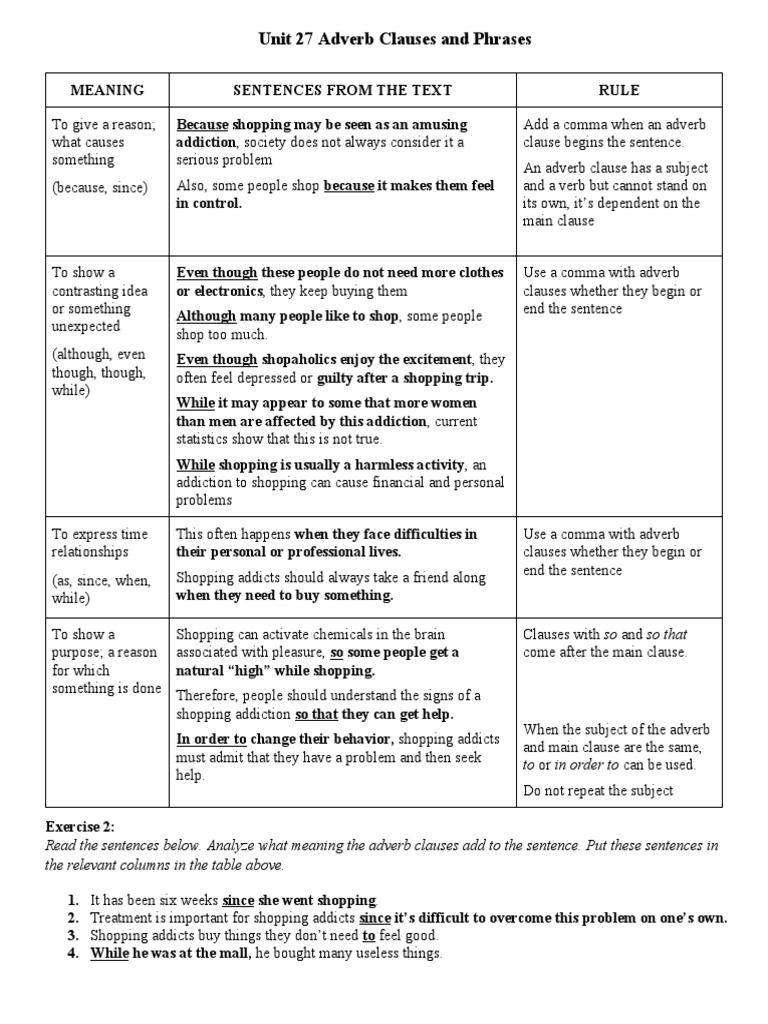 Understanding Adverb Clauses | PDF | Sentence (Linguistics) | Comma