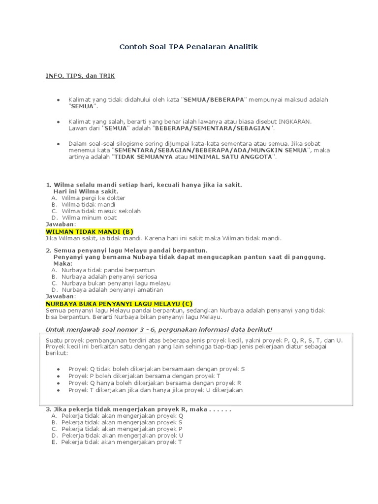 PPG 3 Contoh Soal TPA Penalaran Analitik | PDF