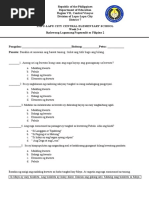 Diagnostic Test - Filipino 7 - 2022-2023 | PDF