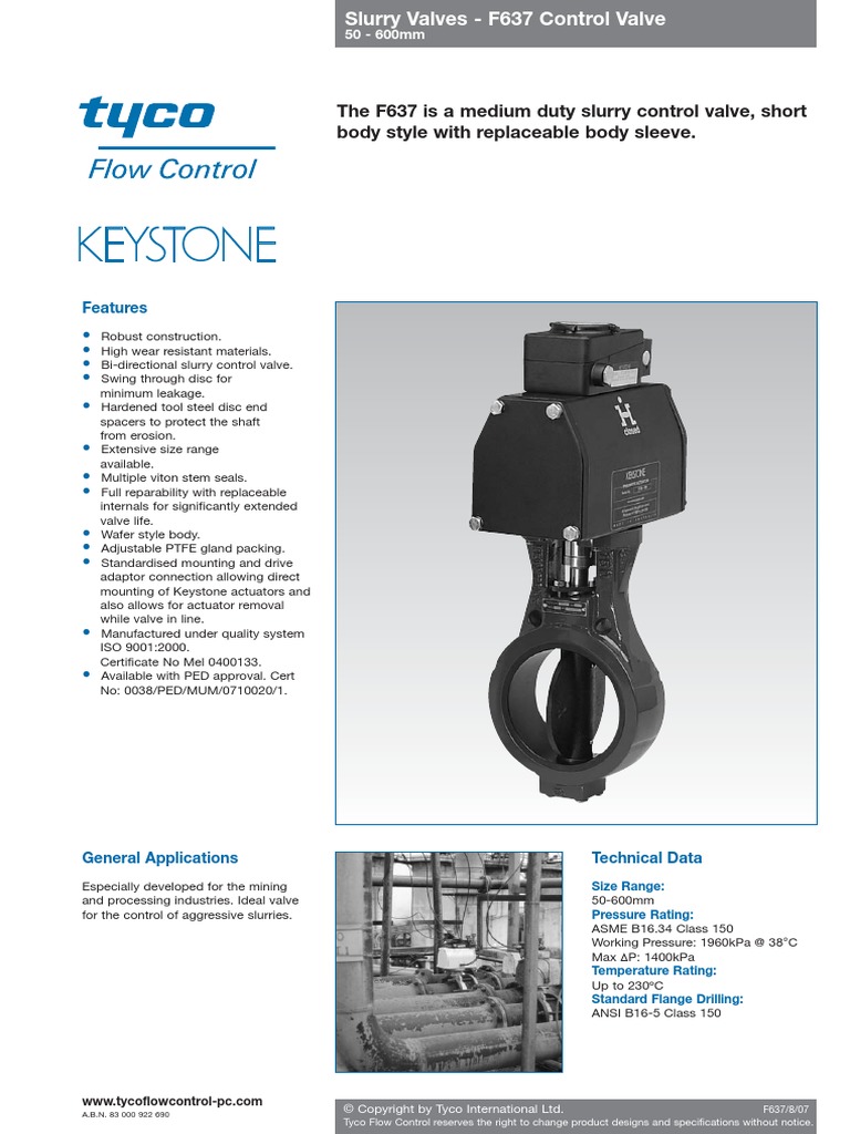 The F637 Is A Medium Duty Slurry Control Valve, Short Body Style With ...