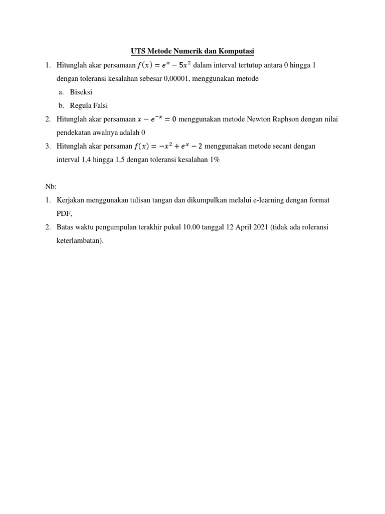 UTS Metode Numerik Dan Komputasi | PDF