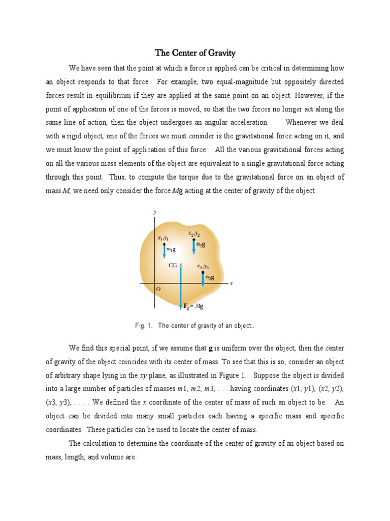 Center of Gravity Report | PDF | Center Of Mass | Force