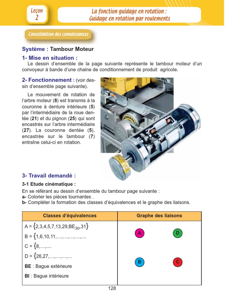 Guidage en rotation du tambour moteur | PDF | Machine | Ingénierie ...