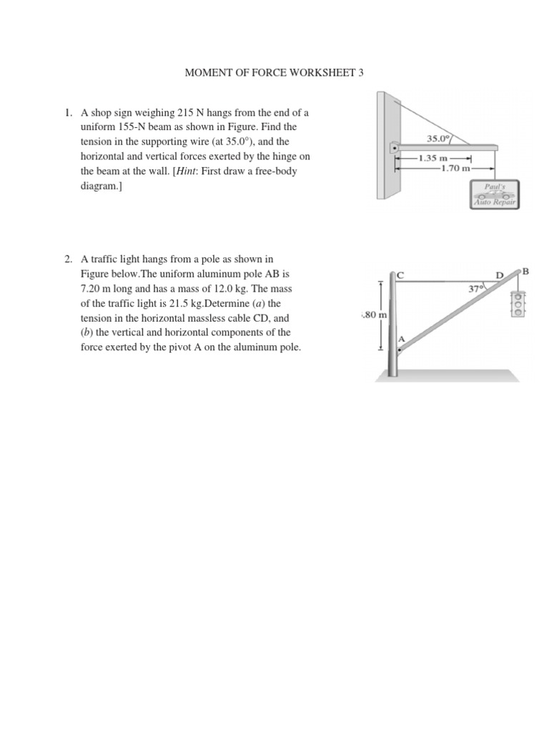 Moment Worksheet 3 | PDF