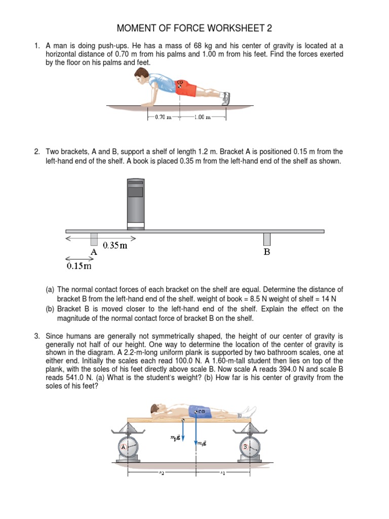 Moment of Force Worksheet - Basic | PDF