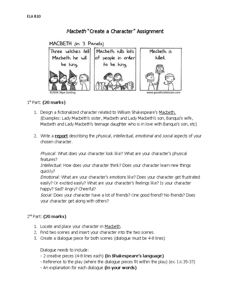 Macbeth - Create A Character | PDF