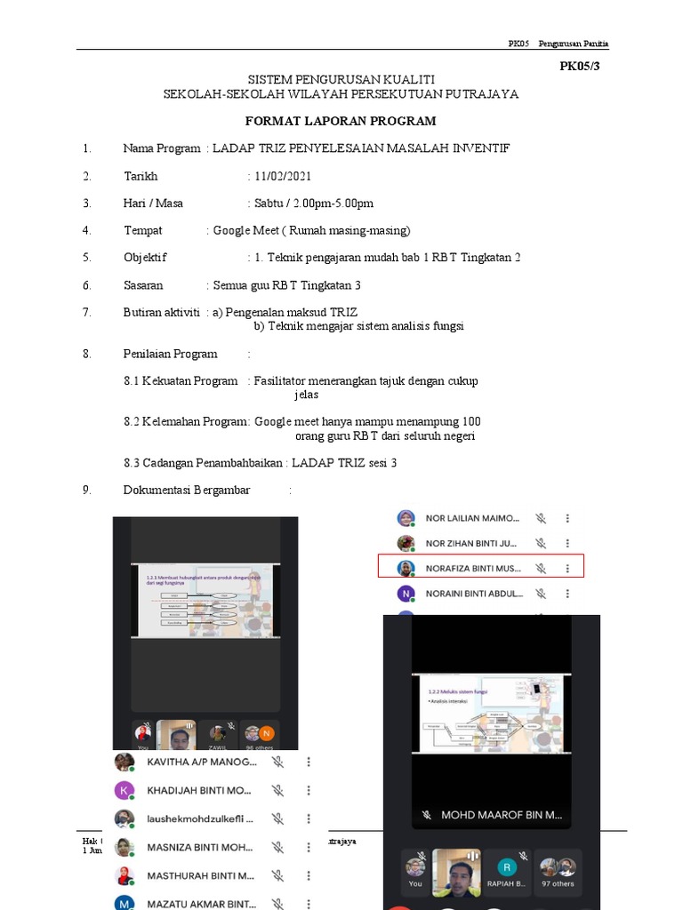 Pk05 - 03 Senarai Semak Laporan Program | PDF