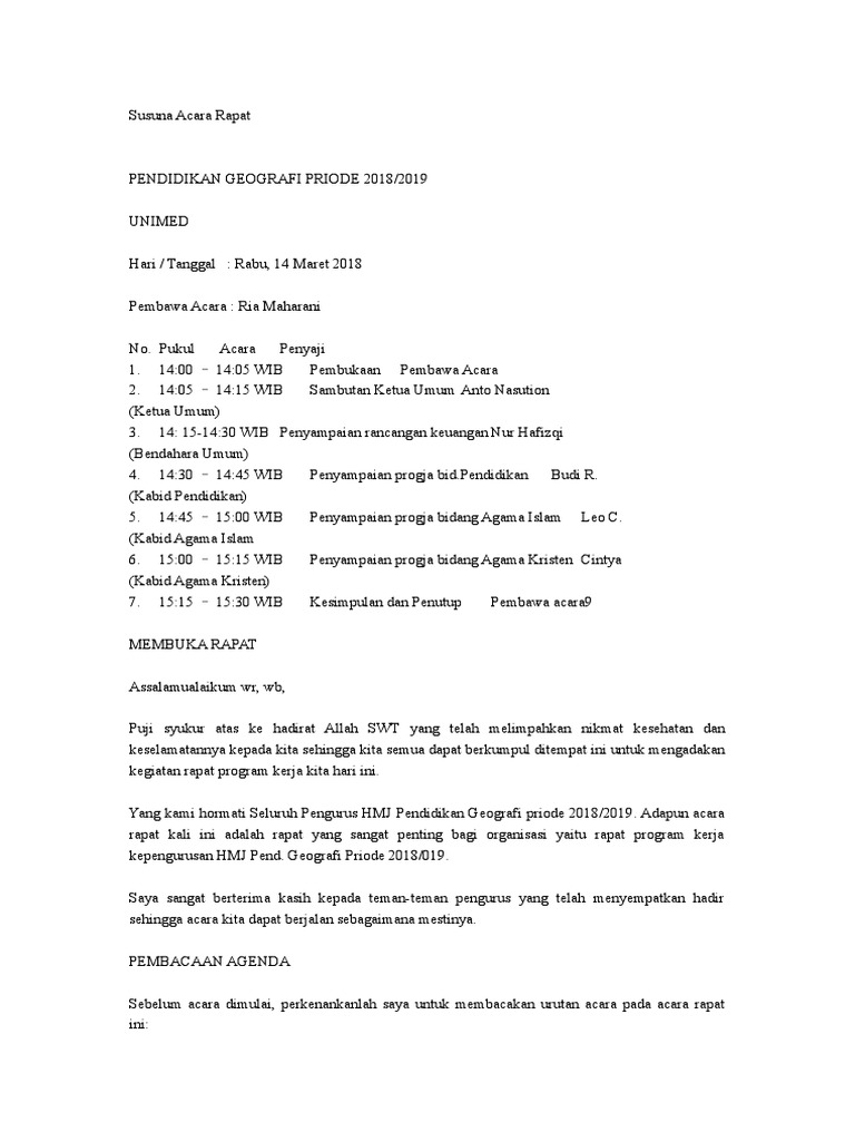 Susuna Acara Rapat | PDF | Karier & Perkembangan