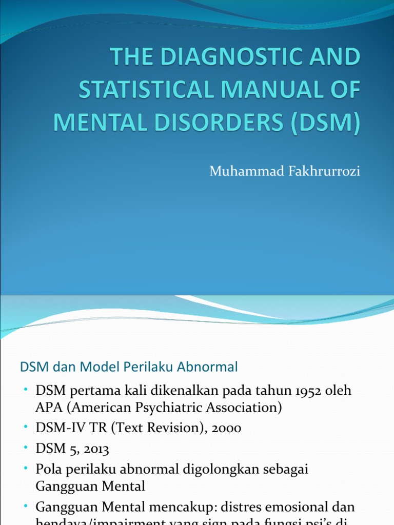 Diagnostic and Statistical Manual of Mental Disorders (DSM) Iv) | PDF